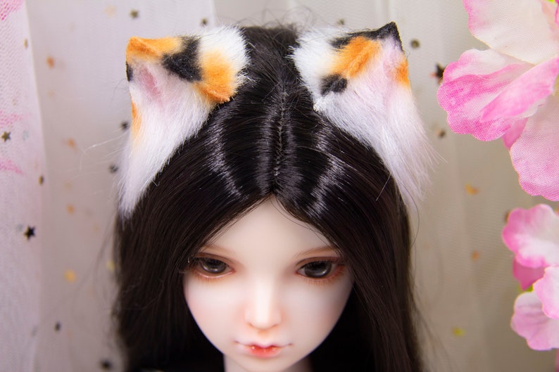 BJD doll Calico Cat Ears and Tail Set - Etsy