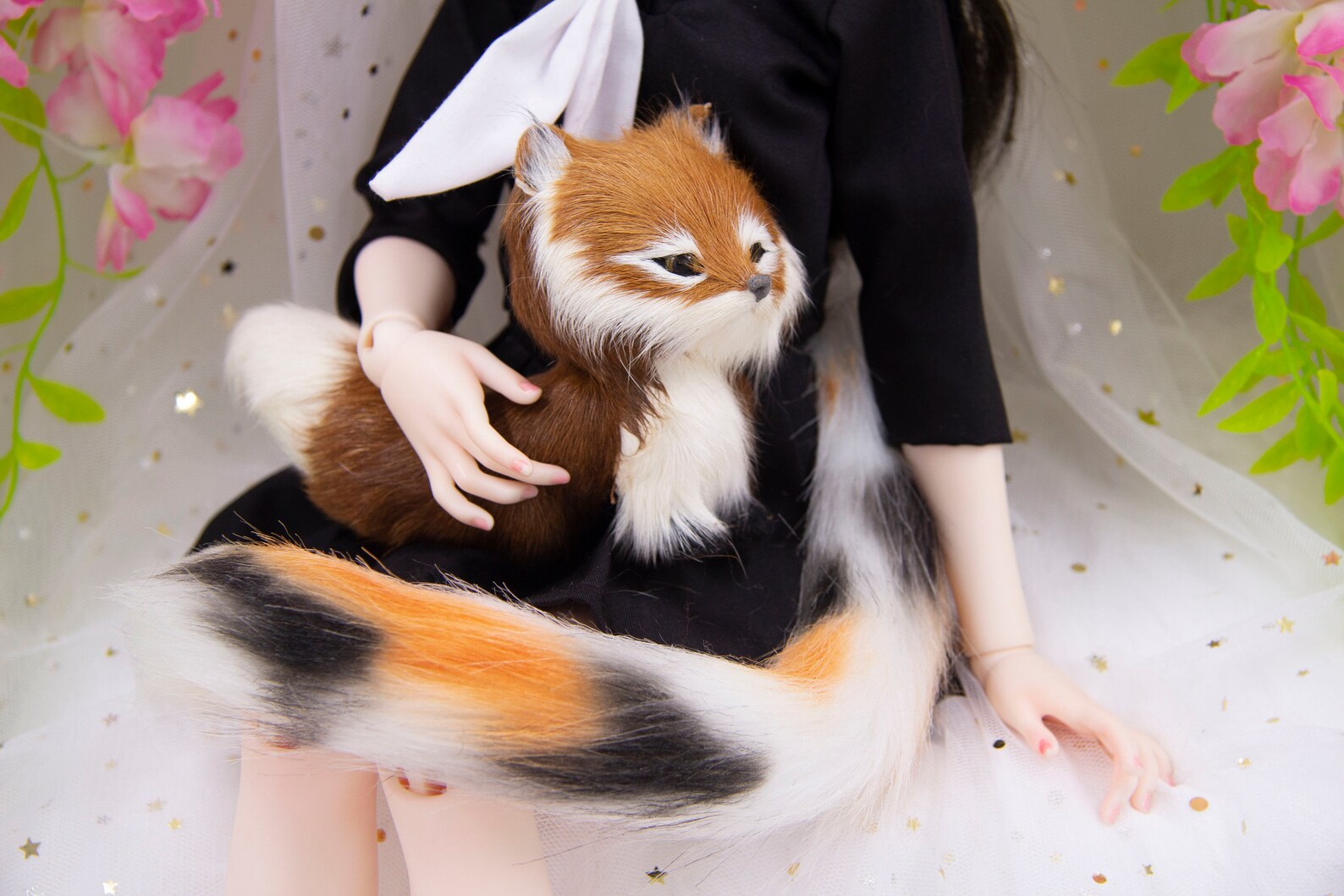 BJD doll Calico Cat Ears and Tail Set - Etsy