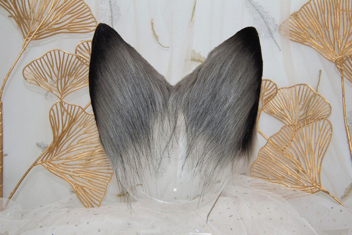 Cosplay Grey Wolf Ears And Tail Set Tall Ears Etsy