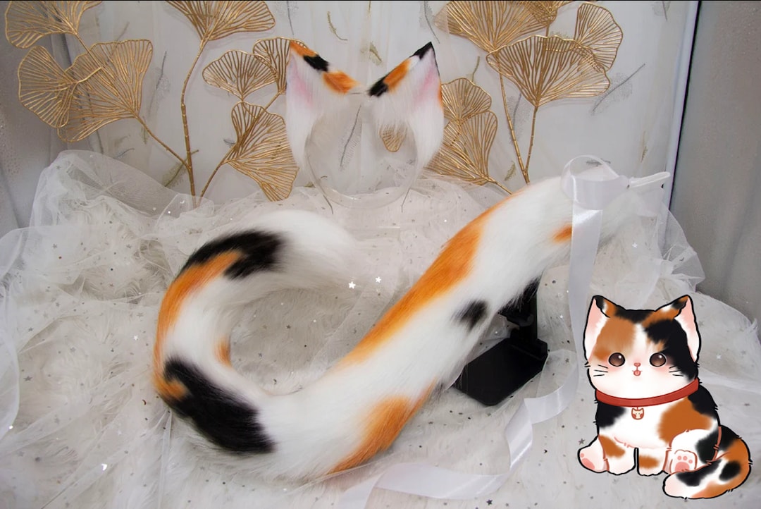 Cosplay Calico Cat Ears and Tail - Etsy
