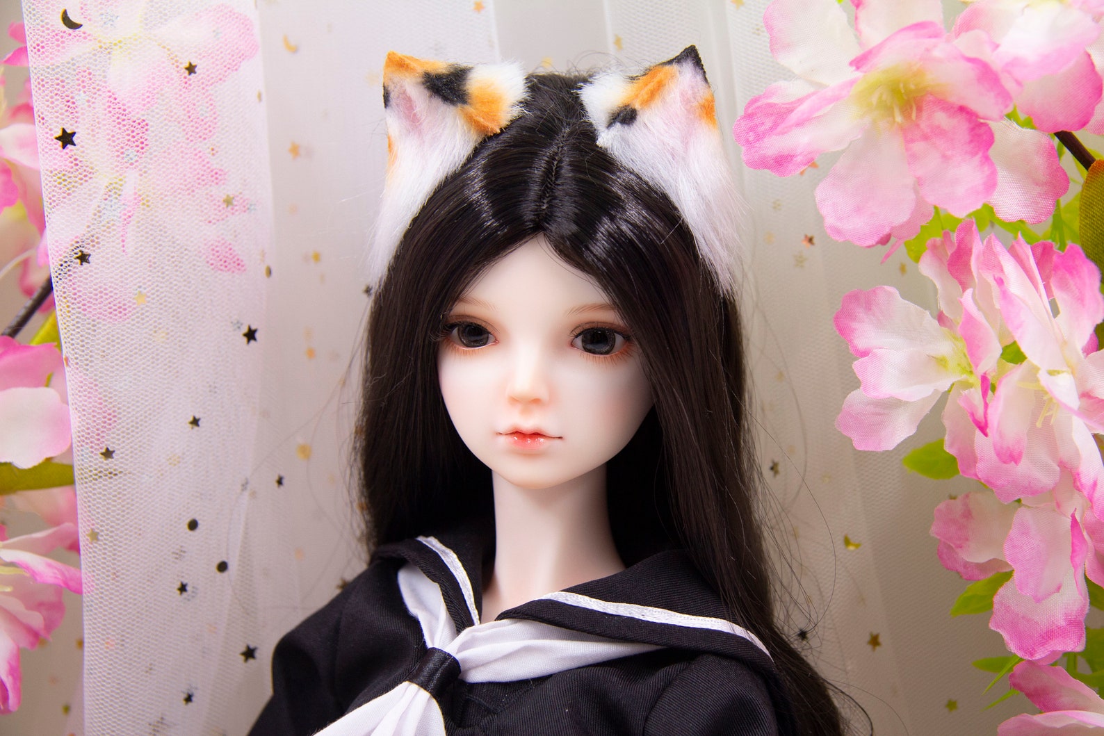 BJD doll Calico Cat Ears and Tail Set | Etsy