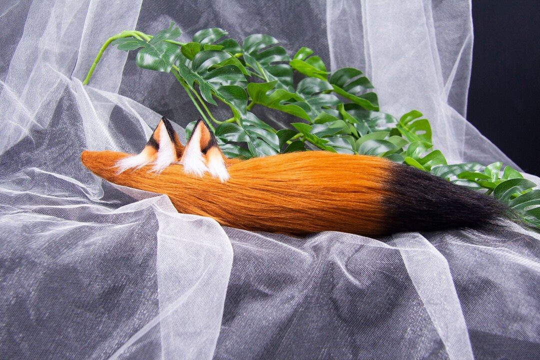 BJD doll Fox Ear and Tail Set orange - Etsy