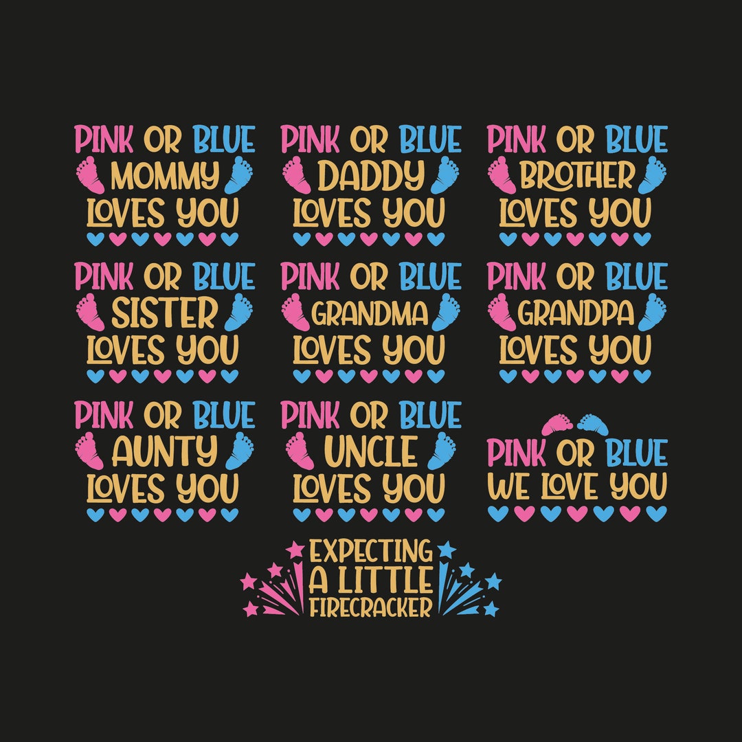 Pink or Blue Bundle Svg Png Eps Pdf Files Pink Blue Loves - Etsy