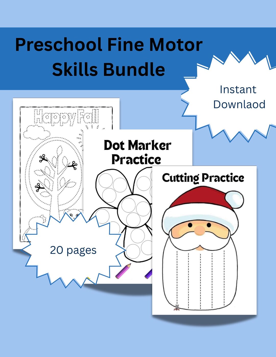 Preschool Fine Motor Skills Mega Bundle|worksheet for Preschoolers|20 ...