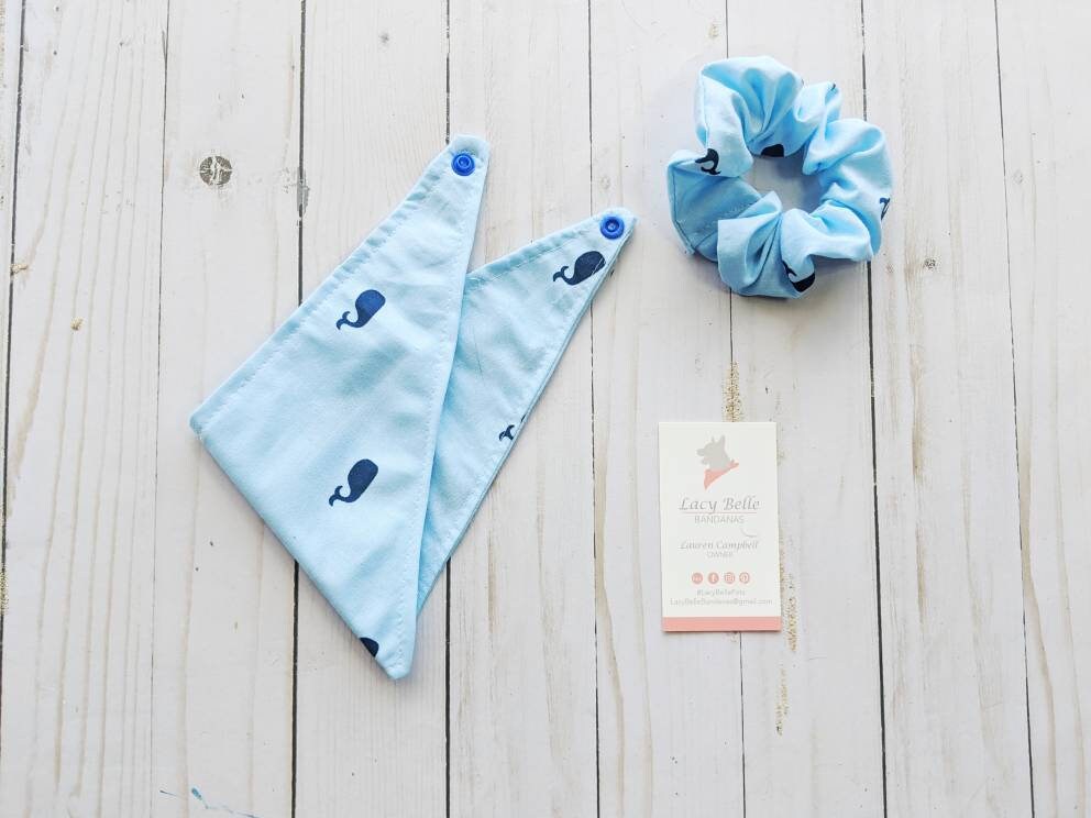 Blue Whale Adjustable Pet Bandana With Snaps With Matching | Etsy
