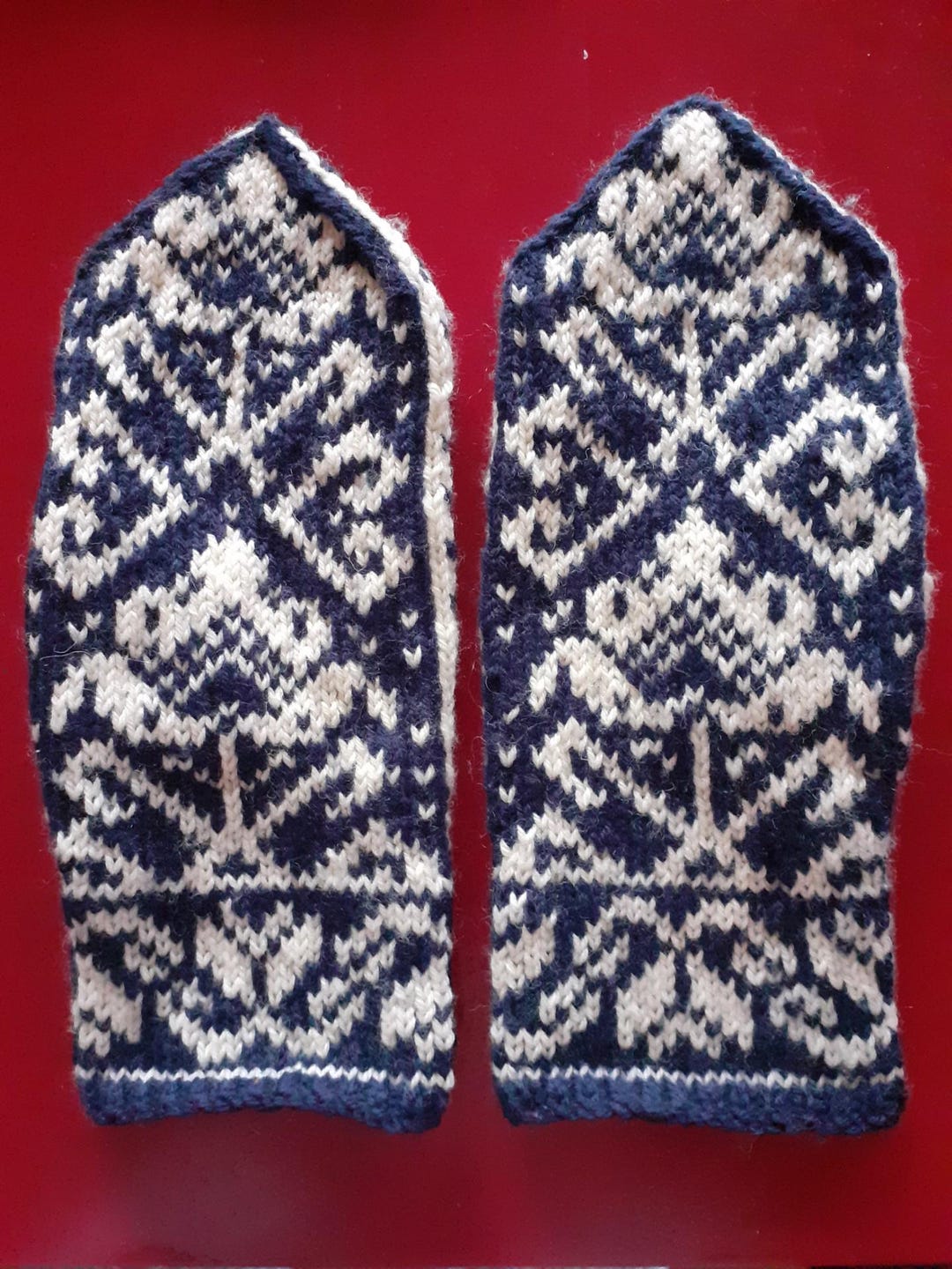 Norwegian Selbu Wool Mittens Folkart Men Size Small/medium Womens L/XL ...