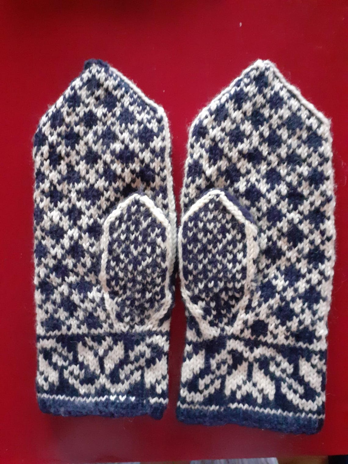 Norwegian Selbu Wool Mittens Folkart Men Size Small/medium Womens L/XL ...