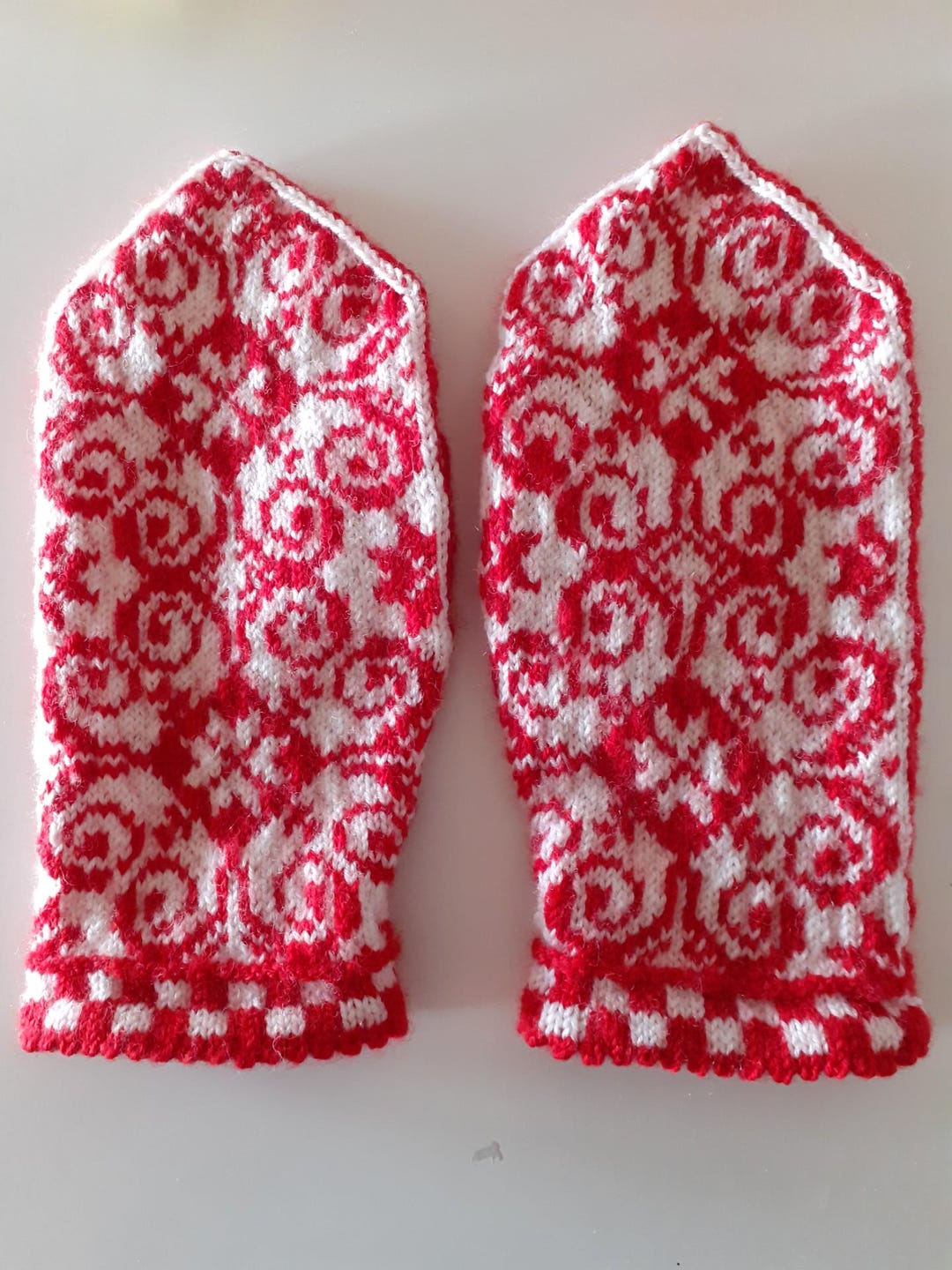 Norwegian Selbu Wool Mittens Folk Art Womens Large/xl Mens Size M ...