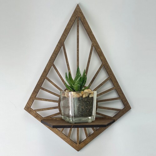 Wall Mount Diamond Planter With Saucer Geometric Wall | Etsy