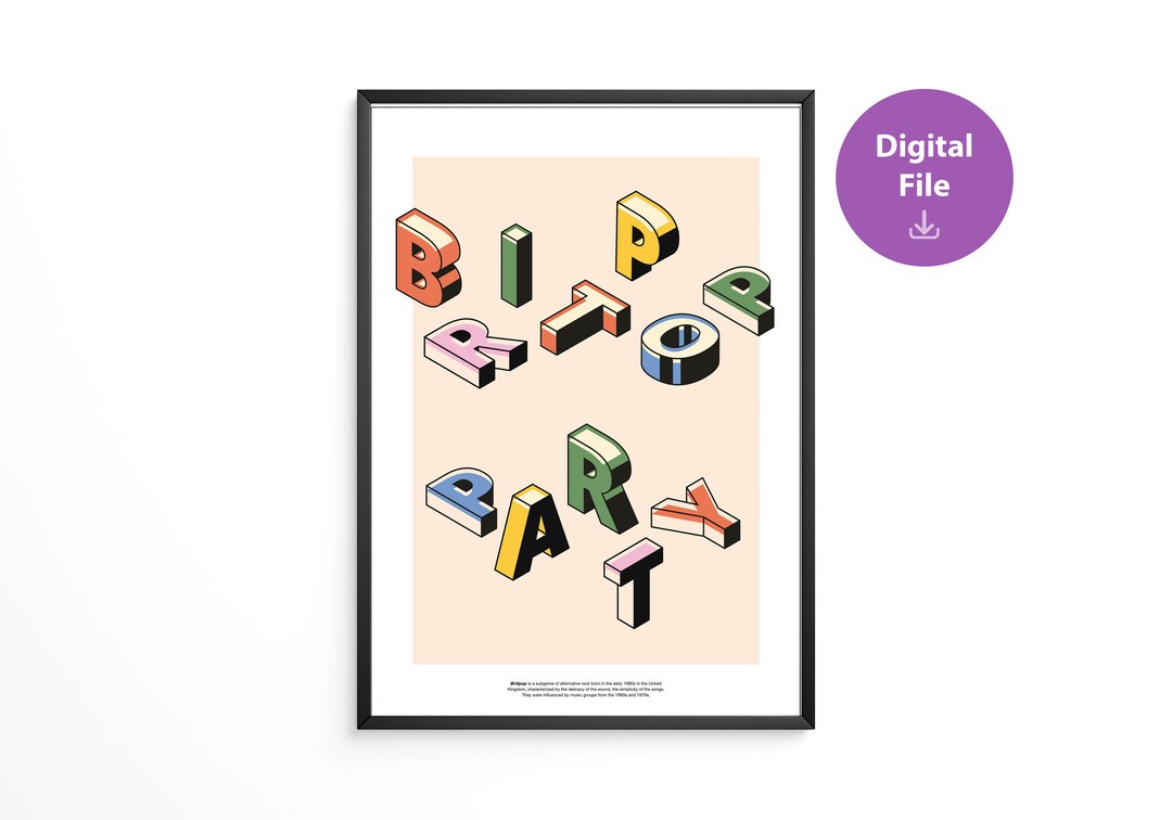 Poster Britpop 90s 80s. Greatest Hits. British Music Wall Poster. Blur ...