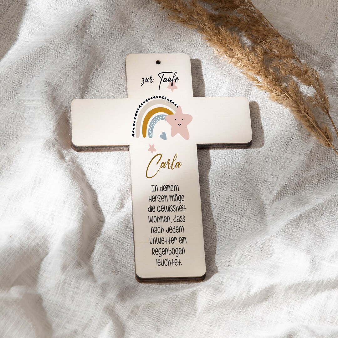 Baptism Cross Cross Wooden Cross Personalizable Motif 02 - Etsy