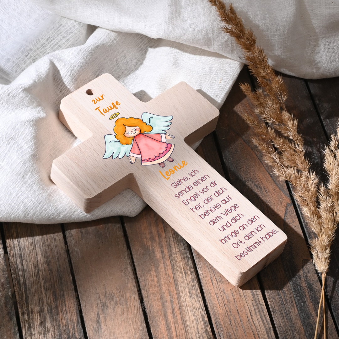 Baptism Cross, Cross, Wooden Cross Customizable Motif 08 Angel - Etsy