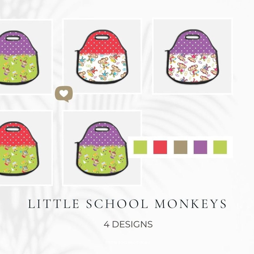 Diy Little School Monkeys Lunch Tote Bundle Sublimation Design Lunch ...