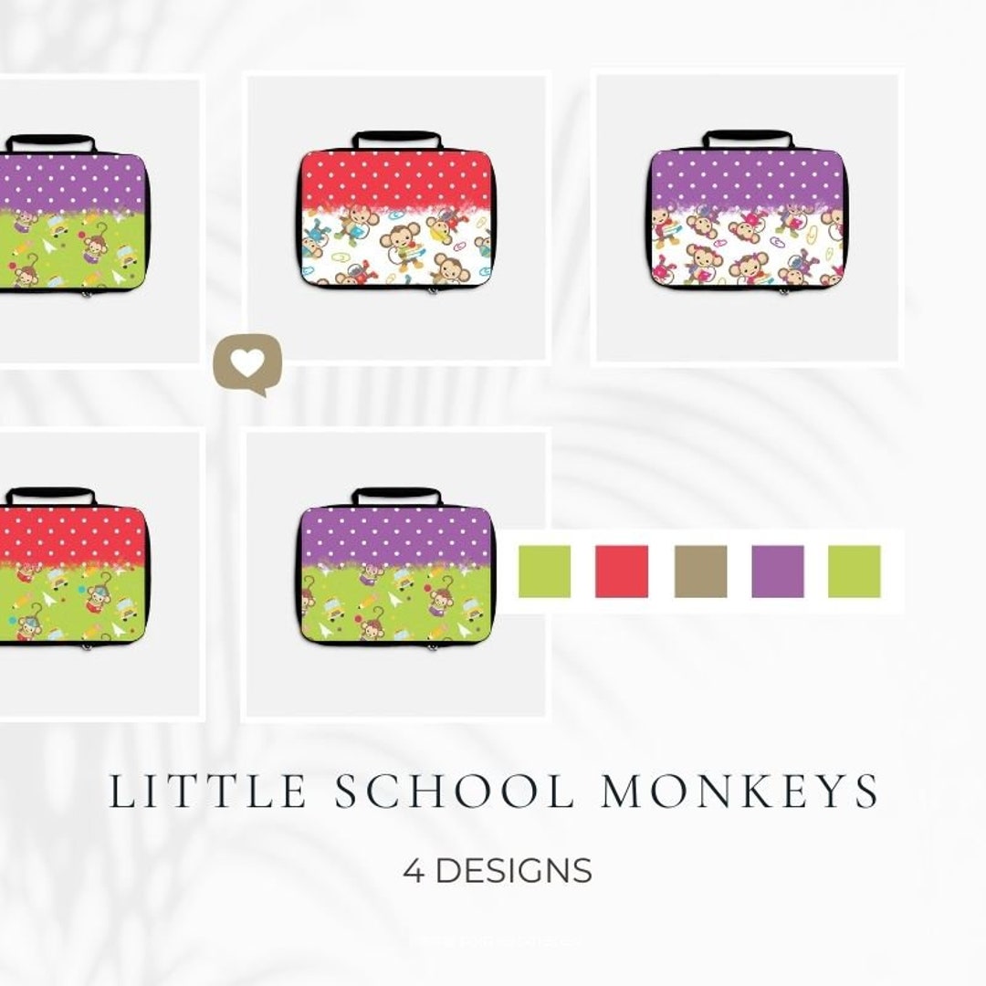 Diy Little School Monkeys Lunch Box Bundle Sublimation Design Lunch ...