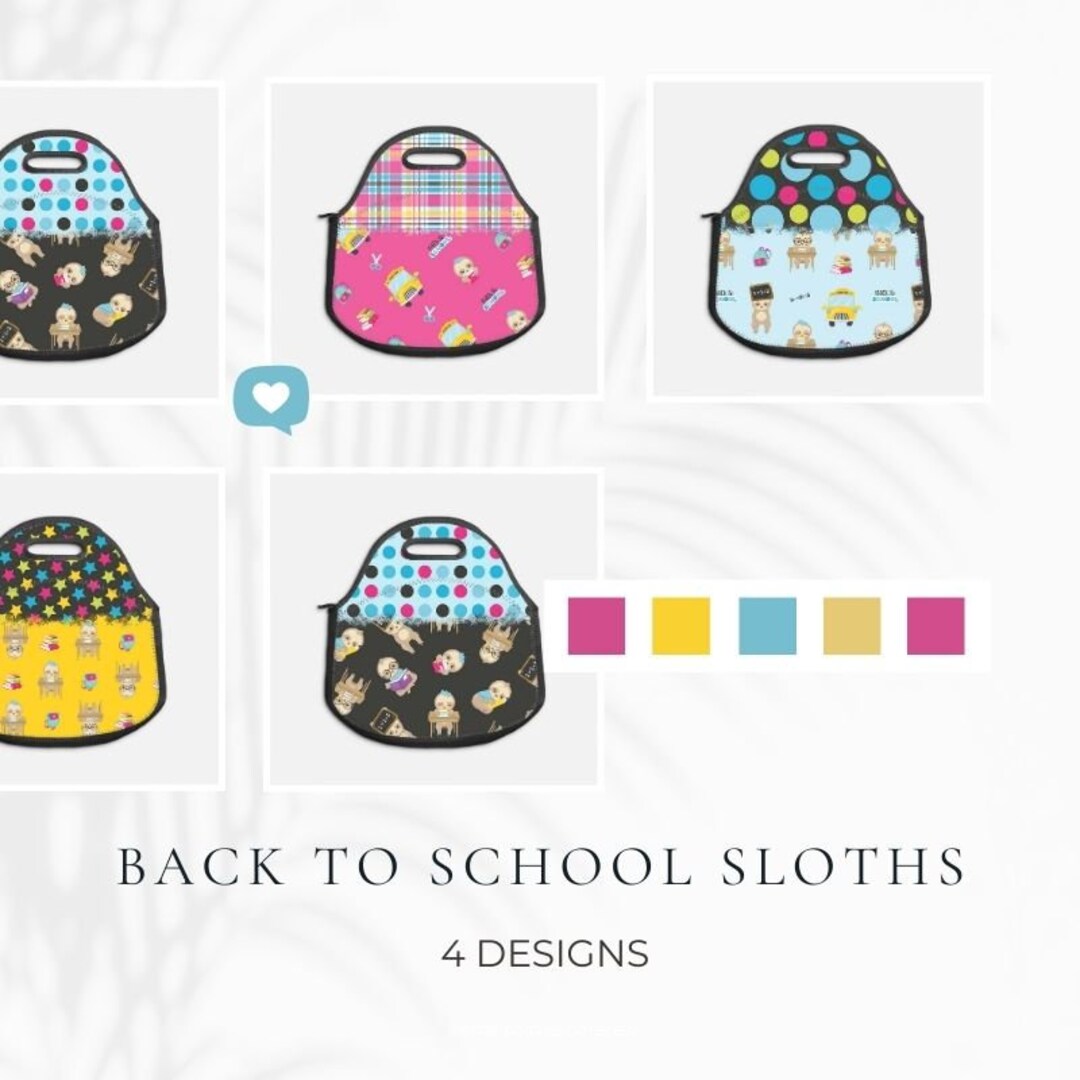 Diy Back to School Sloths Lunch Tote Bundle Sublimation - Etsy