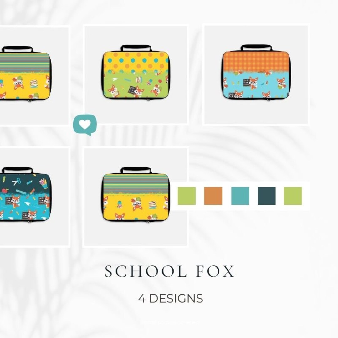 Diy School Fox Lunch Box Bundle Sublimation Design Lunch Tote Lunch Bag ...