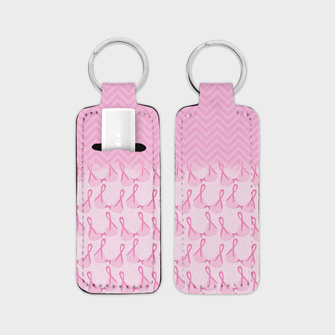 Diy Pink Courage Awareness 1006 Chapstick Lip Balm Holder Keychain ...