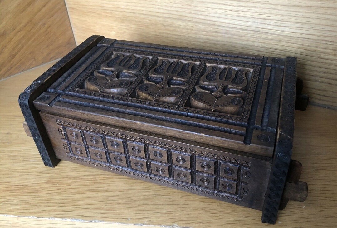 Trinket Box Solid Wood Ornament Gift Large Jewellery Letters Storage ...
