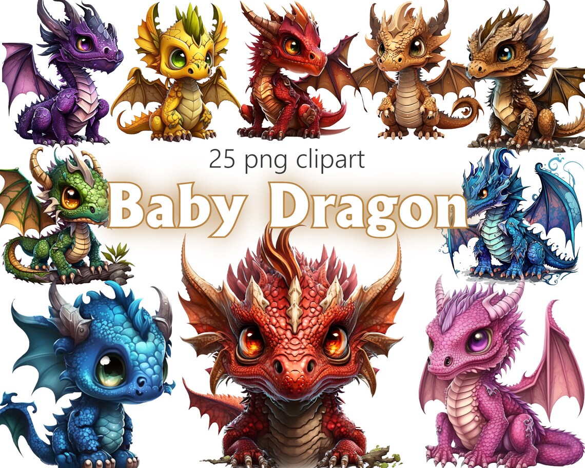 Fantasy Baby Dragon Clipart, Dragon Png, Instant Download, Fantasy ...