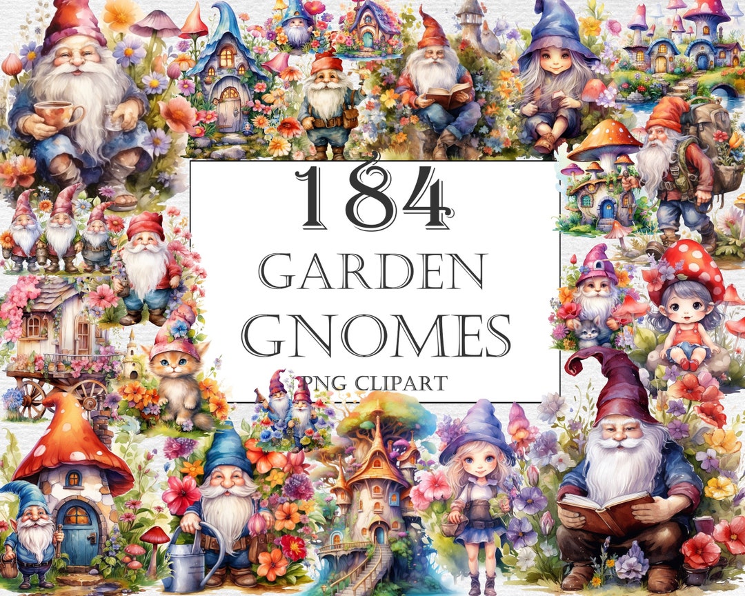Watercolor Garden Gnomes Watercolor Clipart Bundle 184 PNG, Nature ...