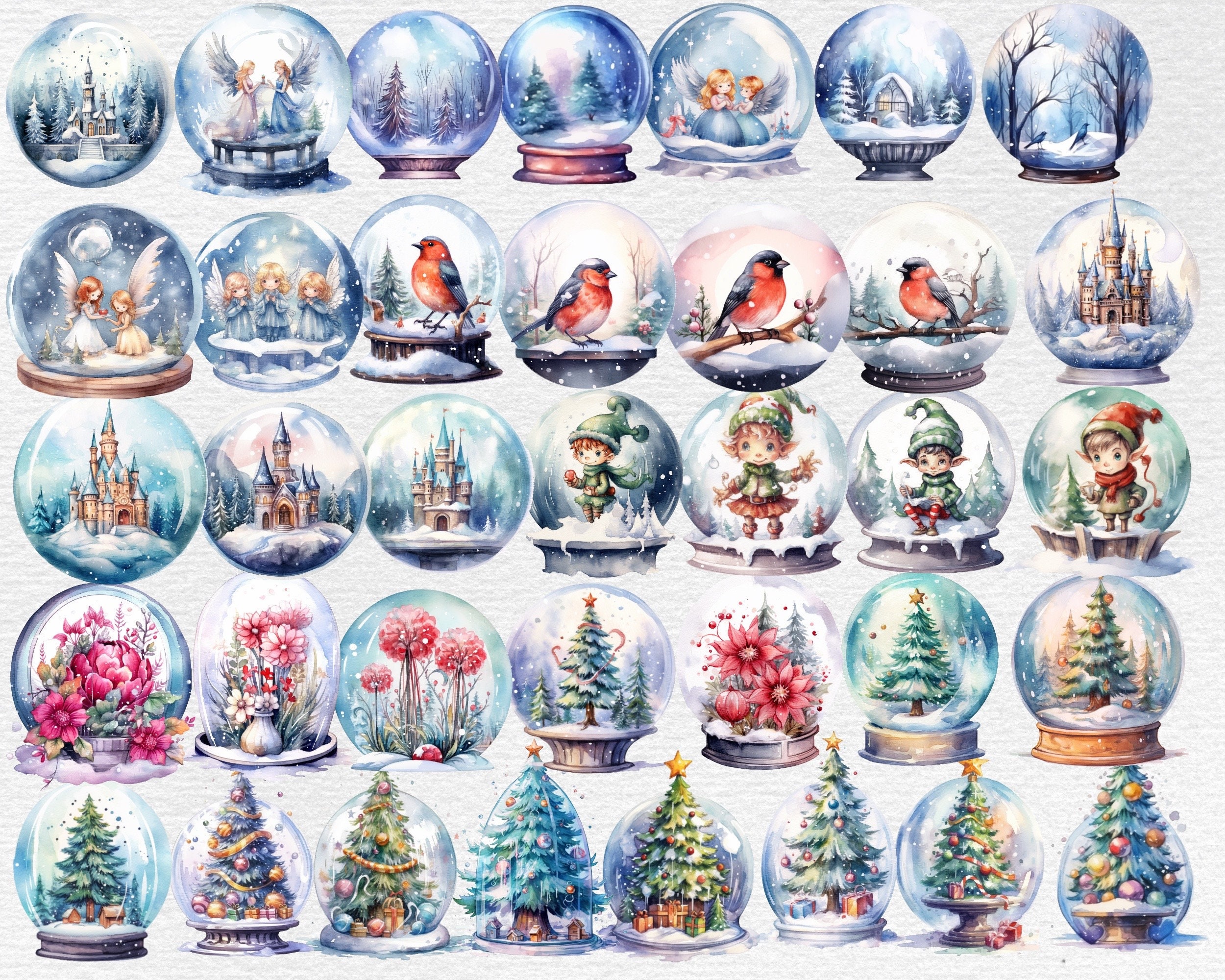 Watercolor Snow Globes Clipart, Christmas Winter Glass Ball PNG ...