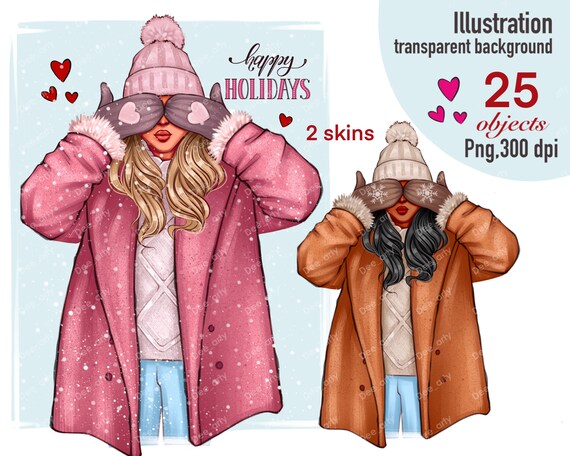 Winter Clipart Winter Girl Clipartfashion Girls | Etsy