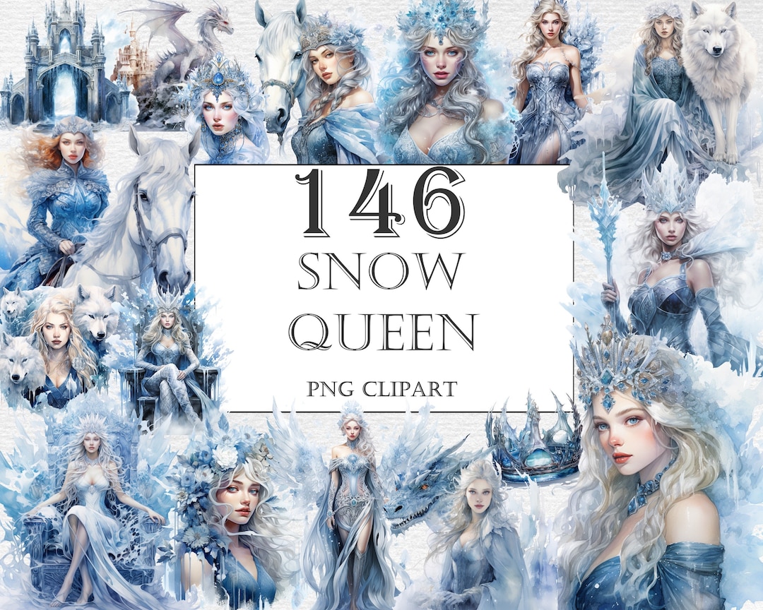 Watercolor Winter Ice Queen Clipart Bundle PNG, Magical Winter ...