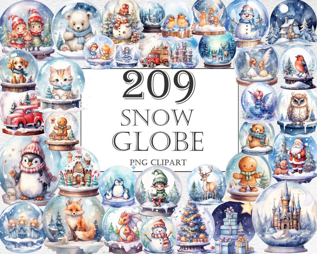 Watercolor Snow Globes Clipart, Christmas Winter Glass Ball PNG ...