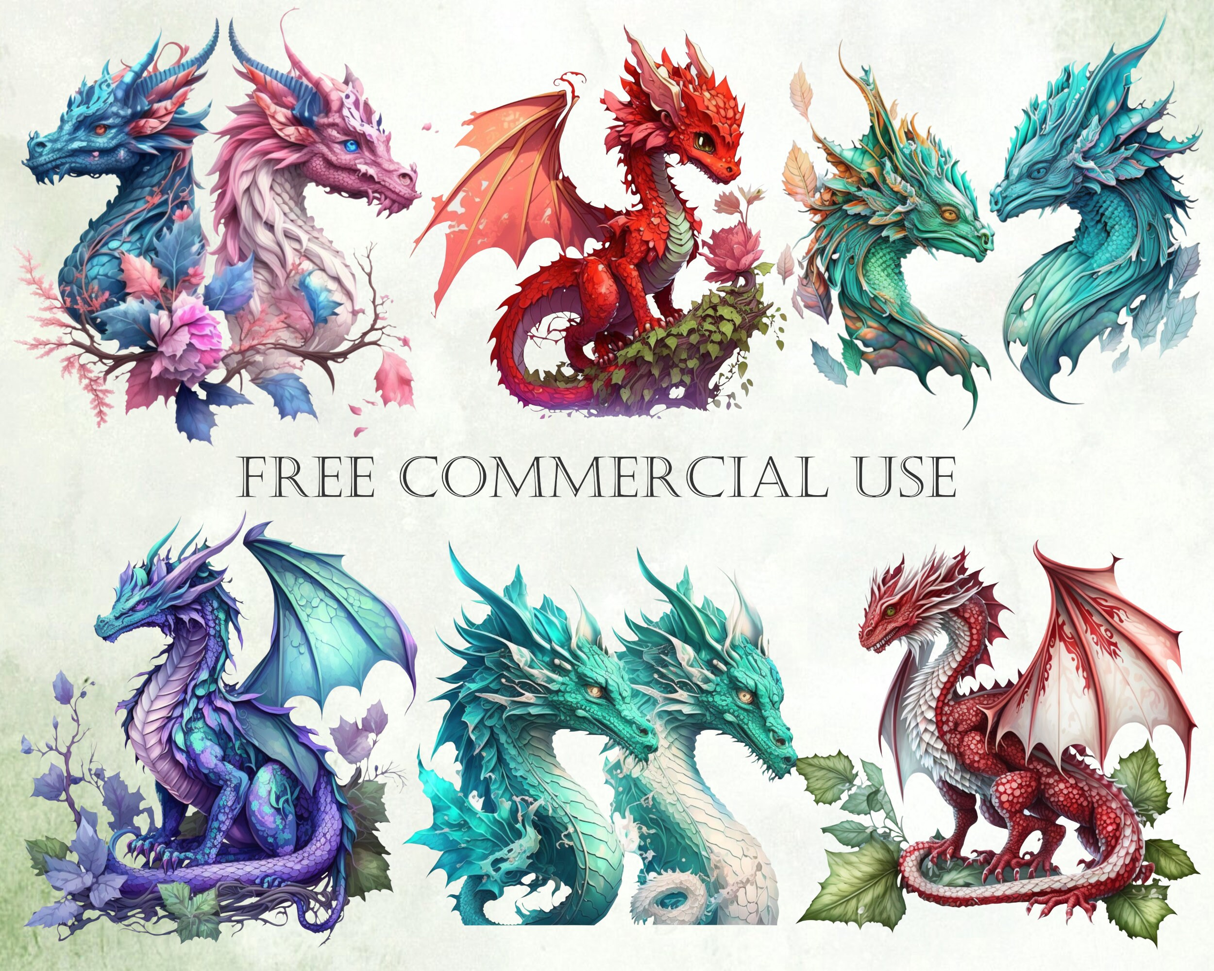 Watercolor Fairy Tale Dragon Clipart, Fantasy Realistic Detailed Dragon ...