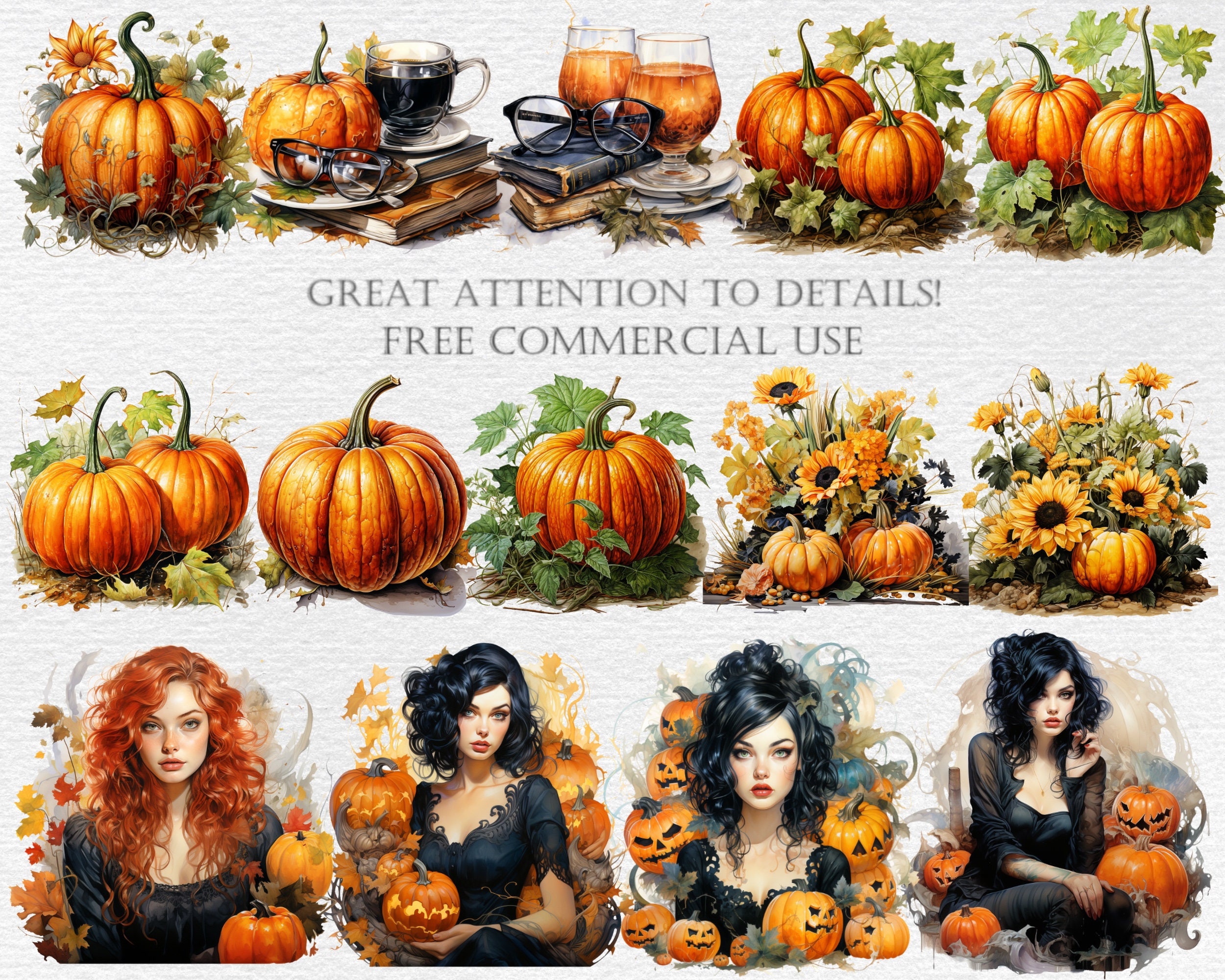 Pumpkins Watercolor Clipart Bundle 81 PNG Pumpkin Fall - Etsy