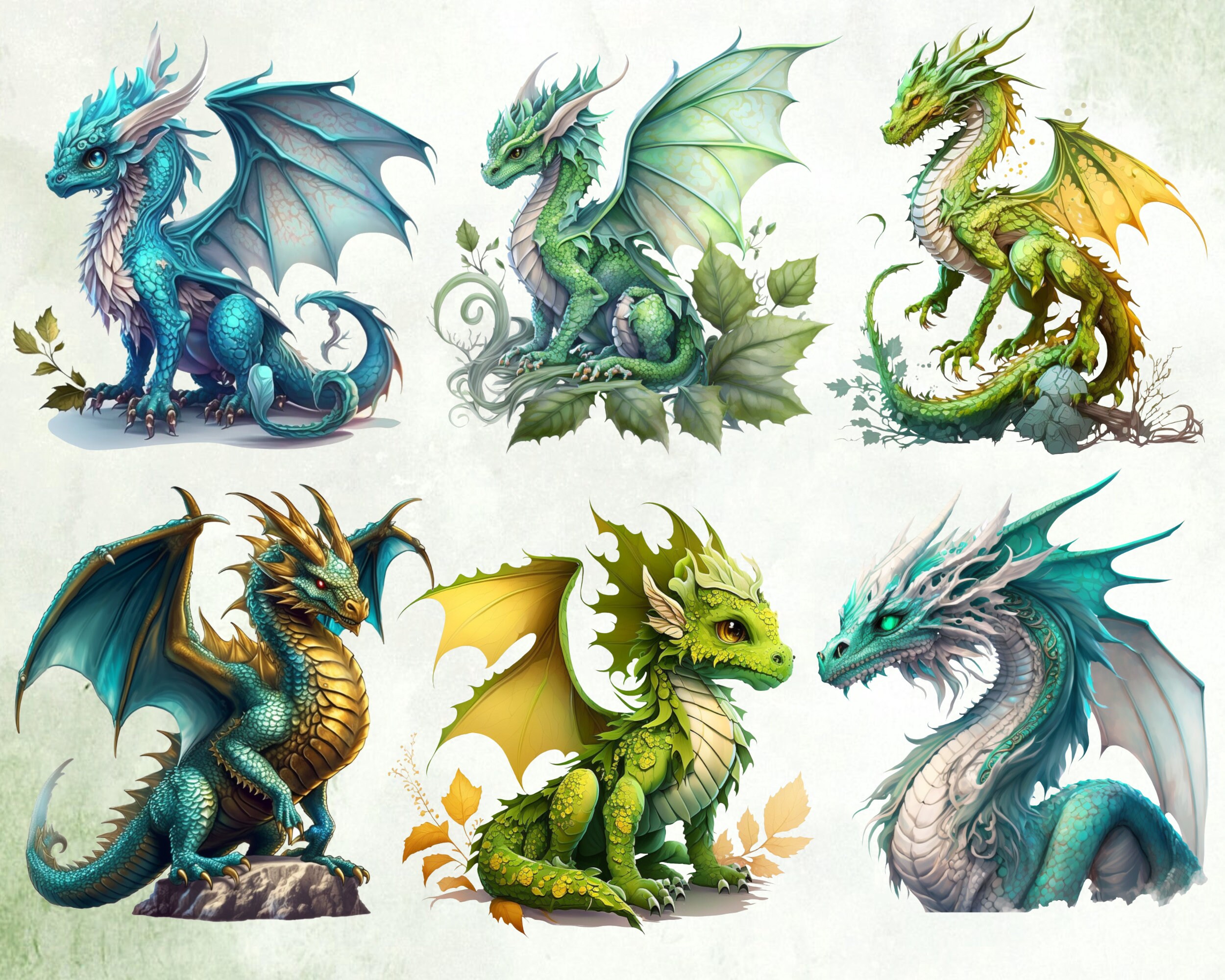 Fantasy Colorful Dragon Clipart Watercolor Dragon Clipart - Etsy
