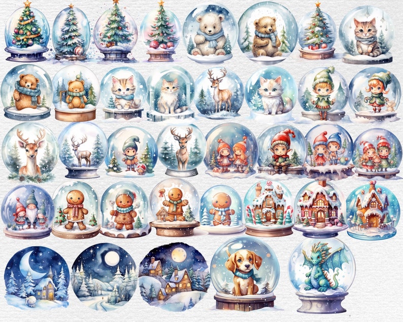 Watercolor Snow Globes Clipart, Christmas Winter Glass Ball PNG ...