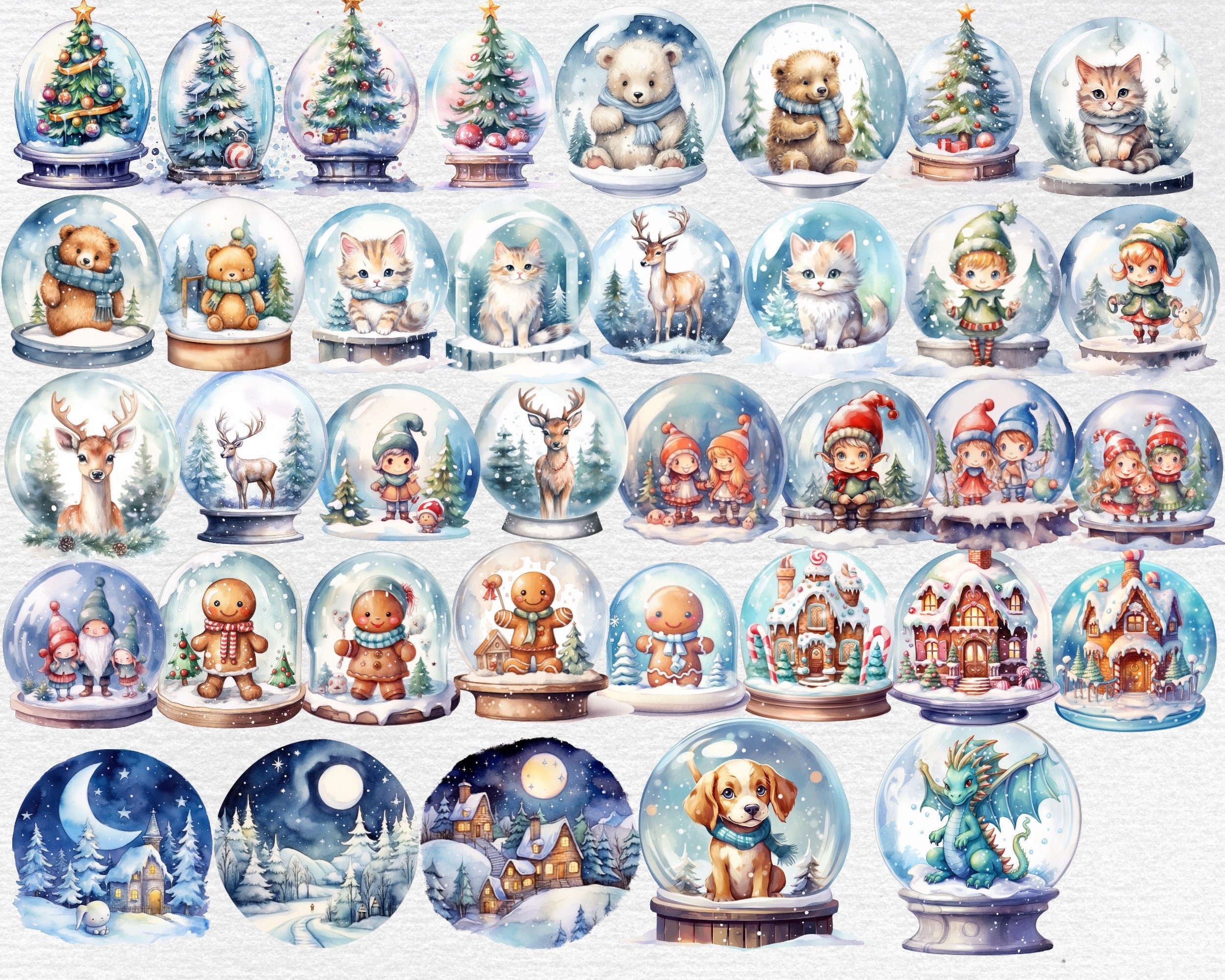 Watercolor Snow Globes Clipart, Christmas Winter Glass Ball PNG ...