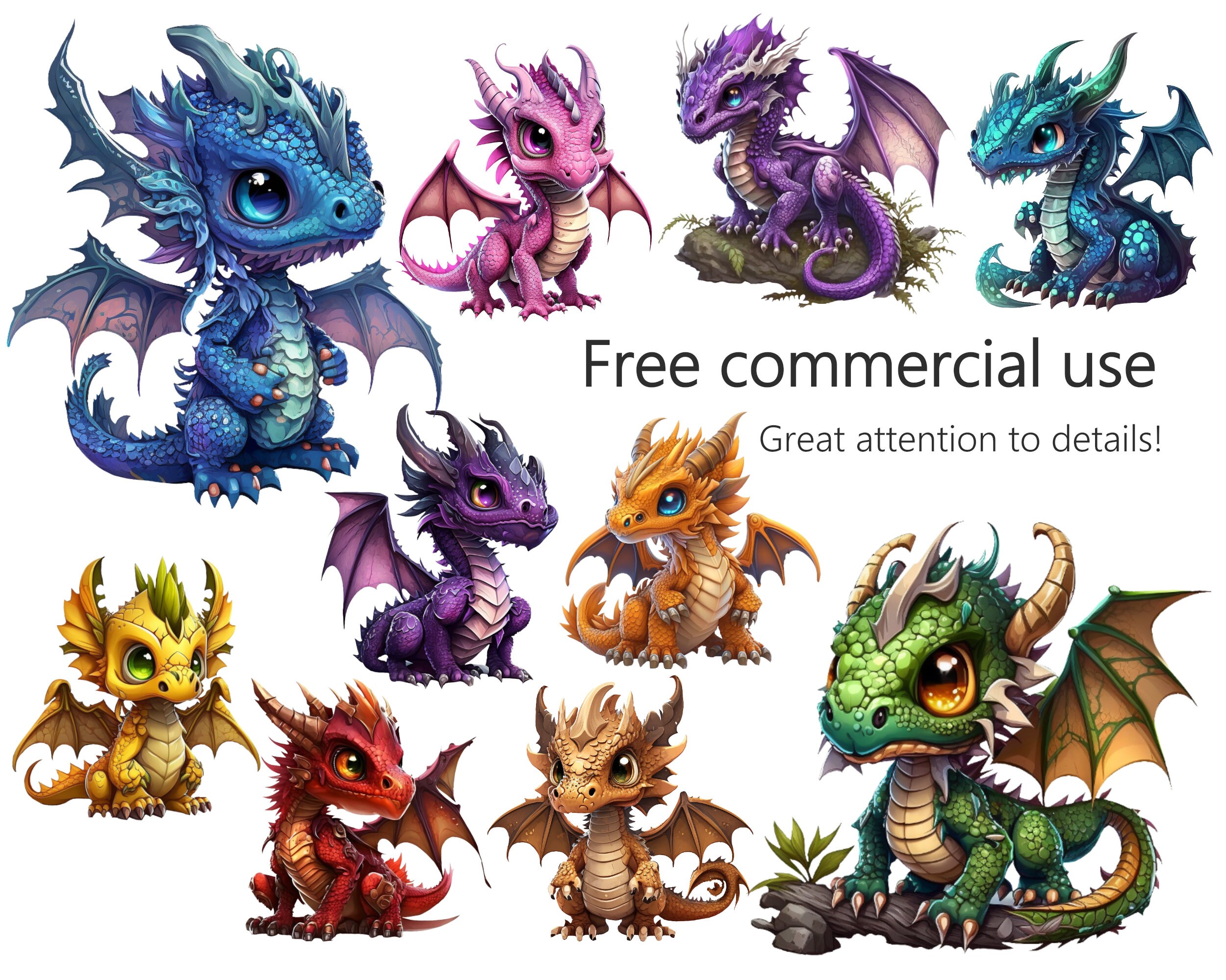 Fantasy Baby Dragon Clipart, Dragon Png, Instant Download, Fantasy ...