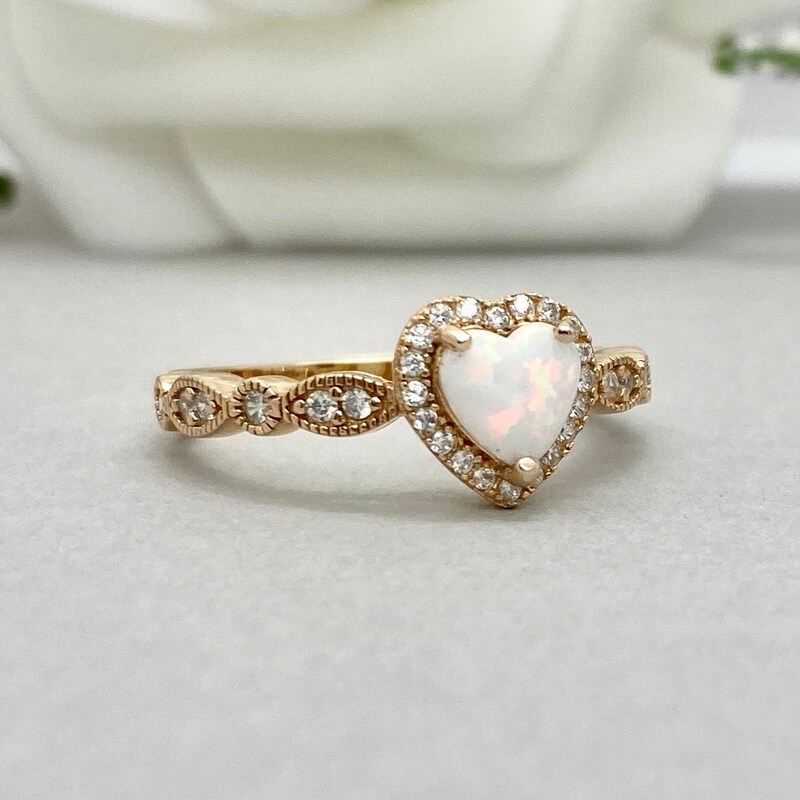 Opal Heart Ring - Etsy