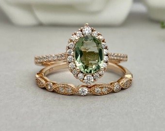 Amethyst Wedding Ring Set - Etsy