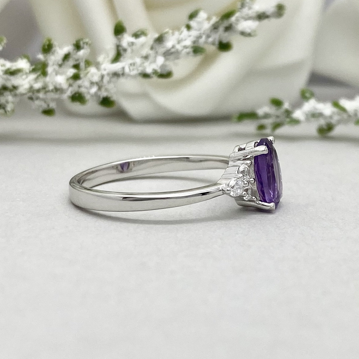Oval Natural Purple Amethyst Engagement Ring Amethyst Sterling - Etsy