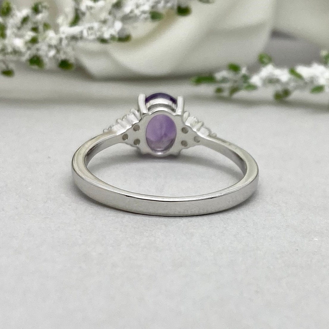 Oval Natural Purple Amethyst Engagement Ring Amethyst Sterling - Etsy
