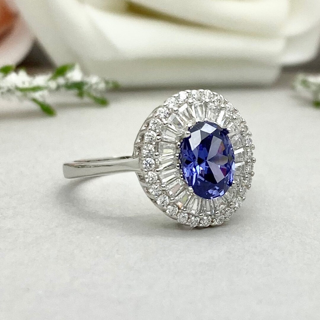 Oval Tanzanite Vintage Engagement Ring Oval Tanzanite Baguette and ...
