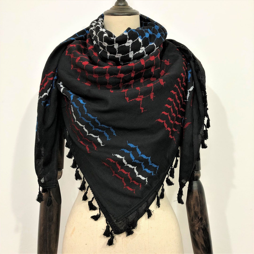 Shemagh Keffiyeh Arab Scarf Palestinian Kufiya France Flag Arafat Hatta ...