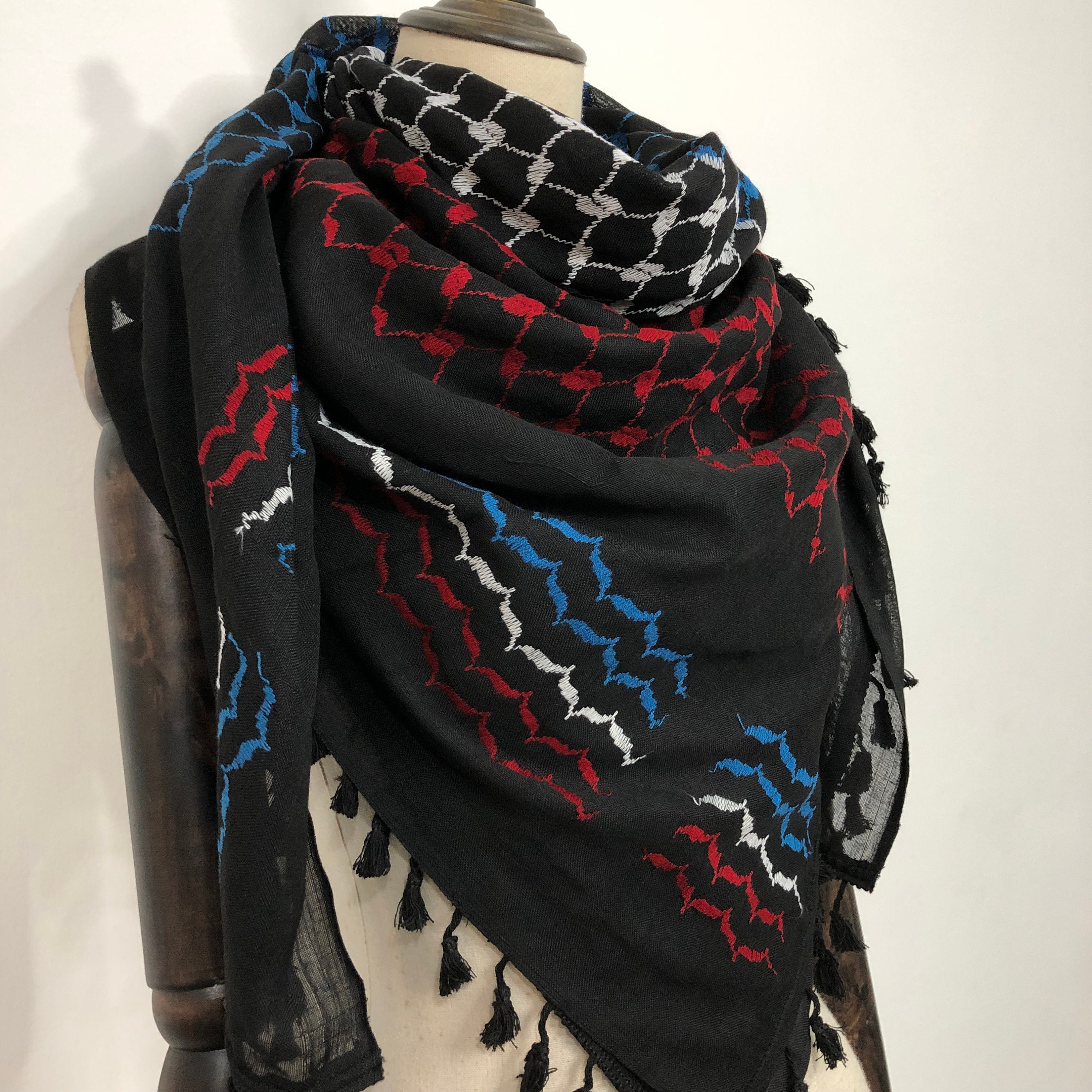 Shemagh Keffiyeh Arab Scarf Palestinian Kufiya France Flag - Etsy