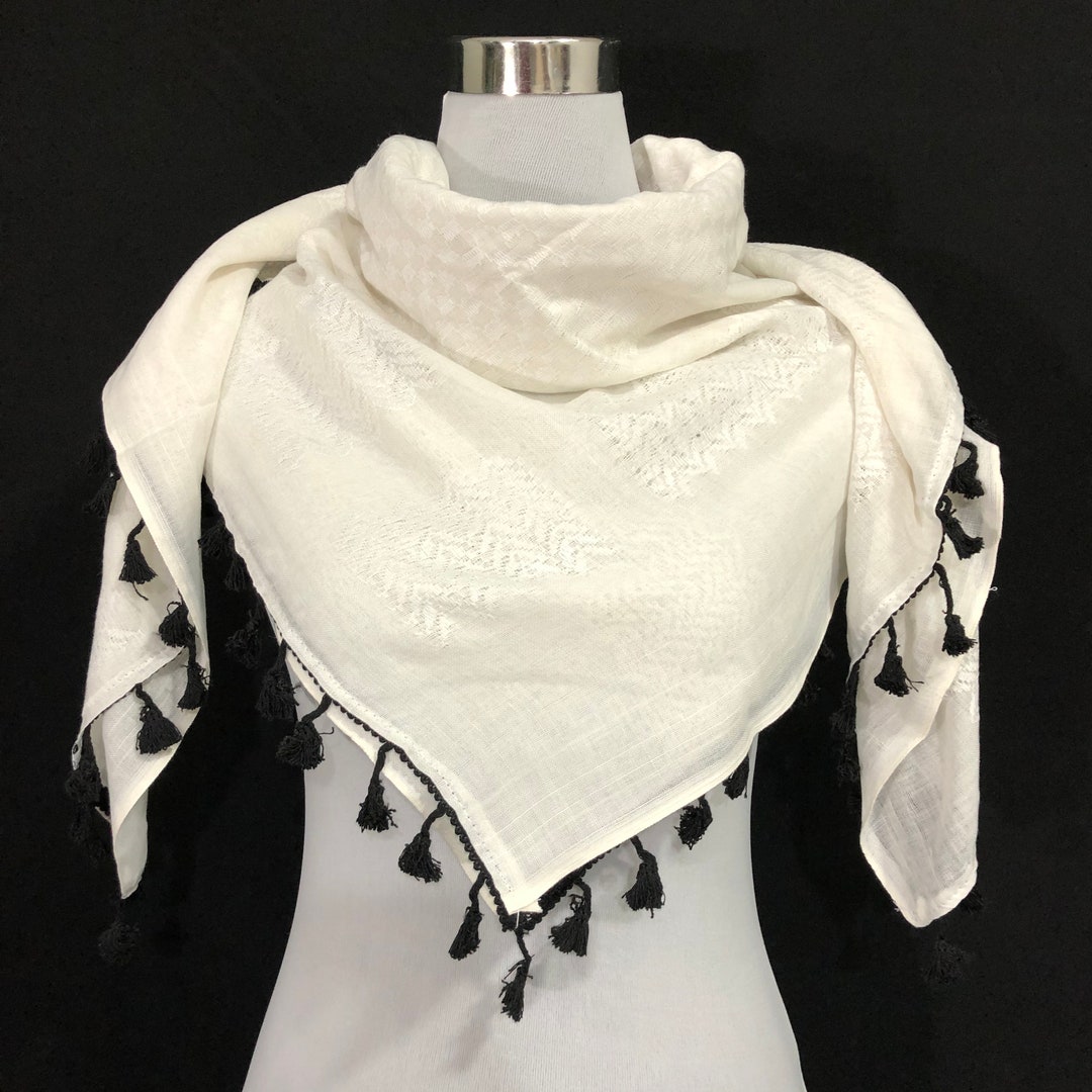 Shemagh Keffiyeh Bufanda Árabe Palestina Blanco Kufiya Arafat - Etsy España