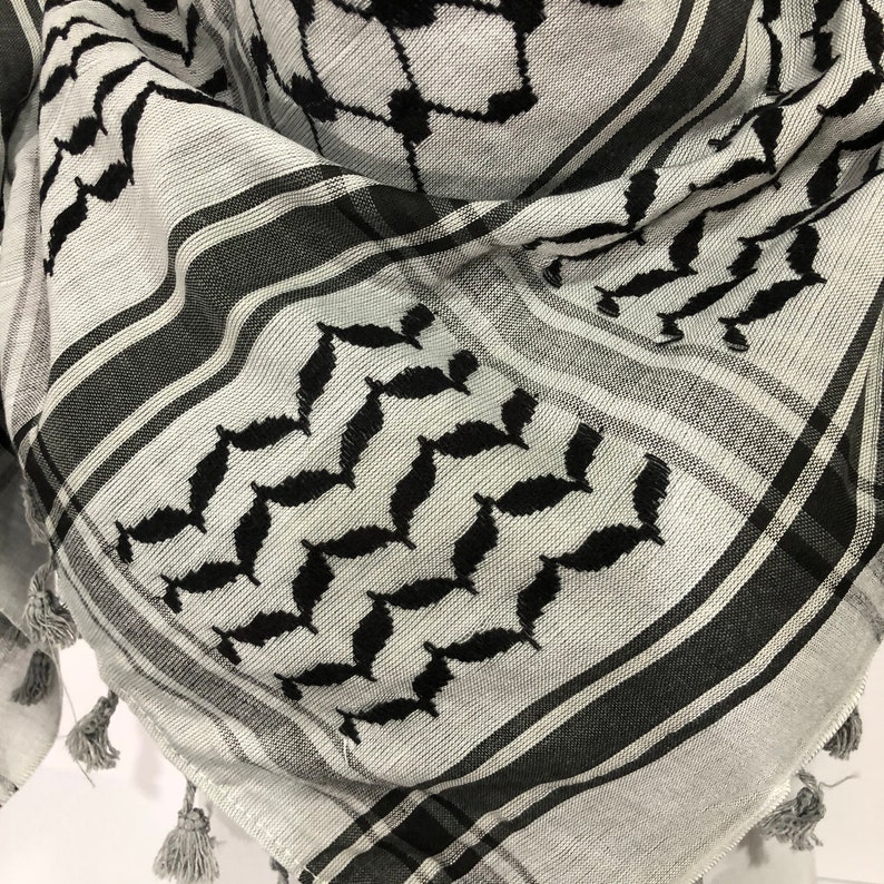 Shemagh Keffiyeh Arab Scarf Palestine Black on Gray Kufiya - Etsy