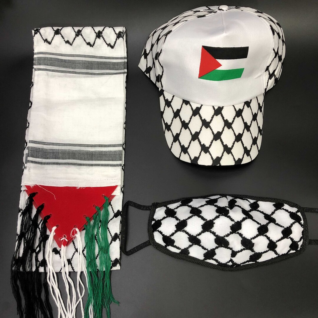 Free Palestine Set Keffiyeh Shawl Face Mask Palestine Palestinian Flag ...
