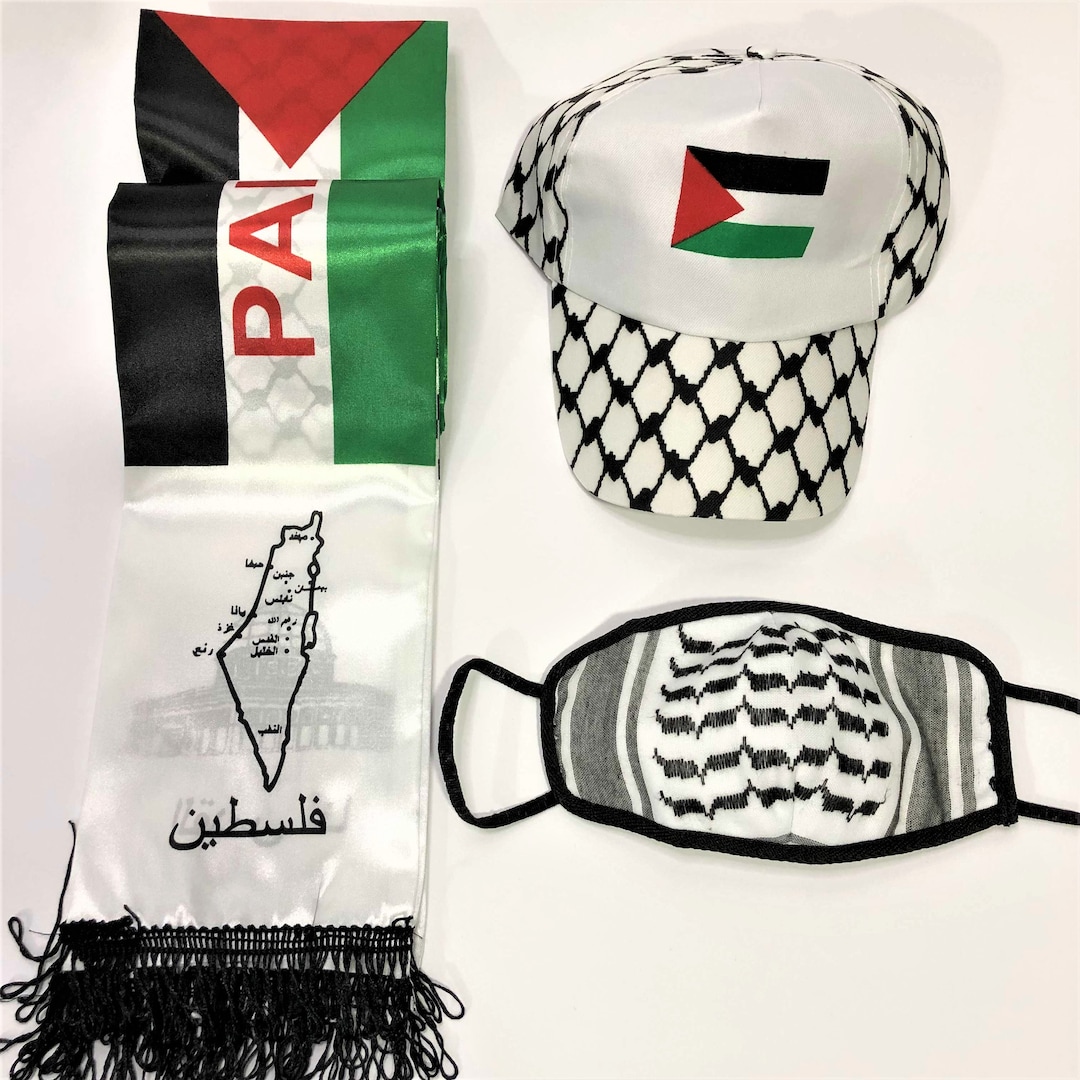 Free Palestine Set Keffiyeh Shawl Face Mask Palestine Palestinian Flag ...