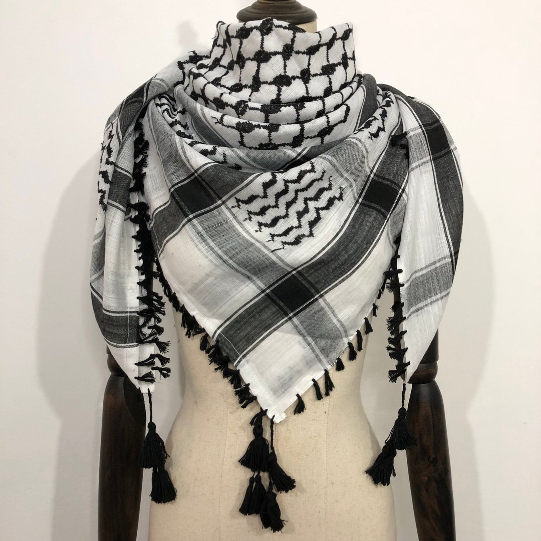 Keffiyeh Palestine Shemagh Schal Arab Schwarz Auf Weiß Schwere Kufiya ...