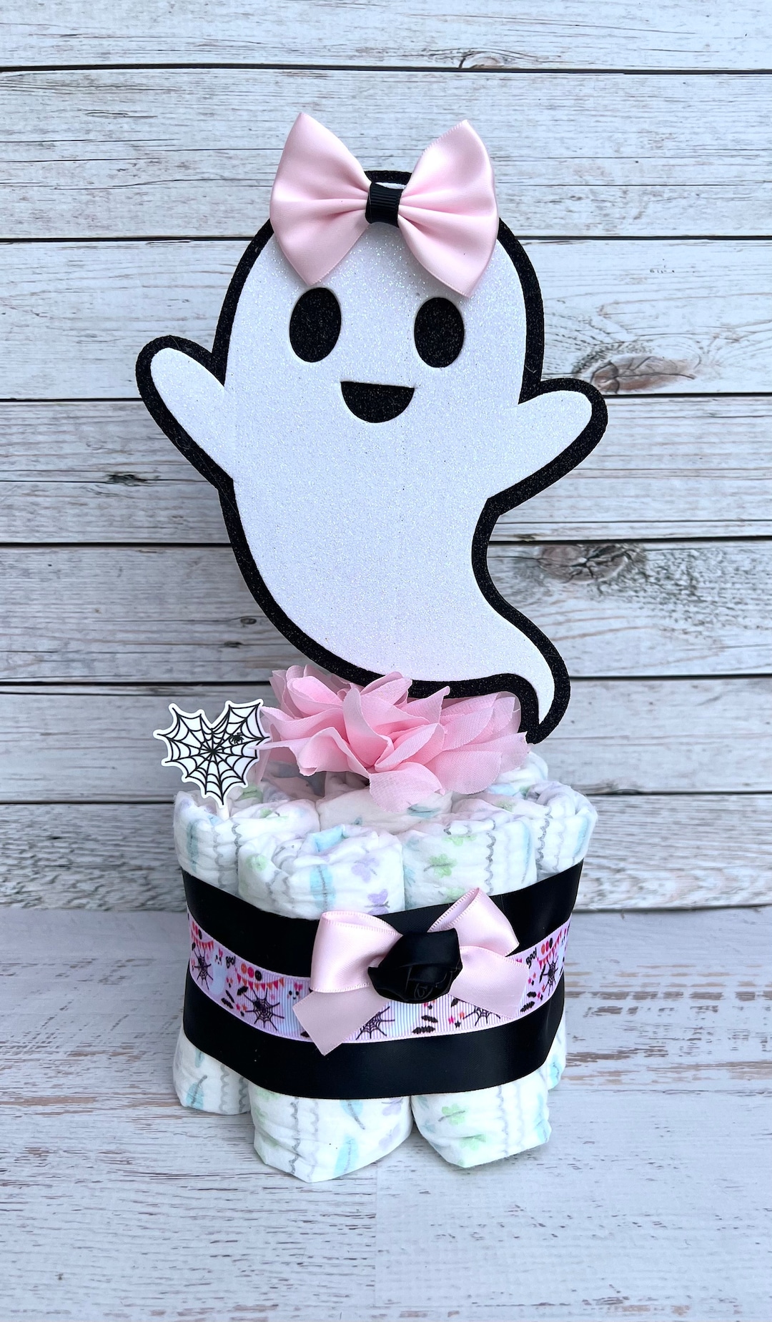Ghost Diaper Cake Girl Ghost Baby Shower Centerpiece Baby Shower Gift ...