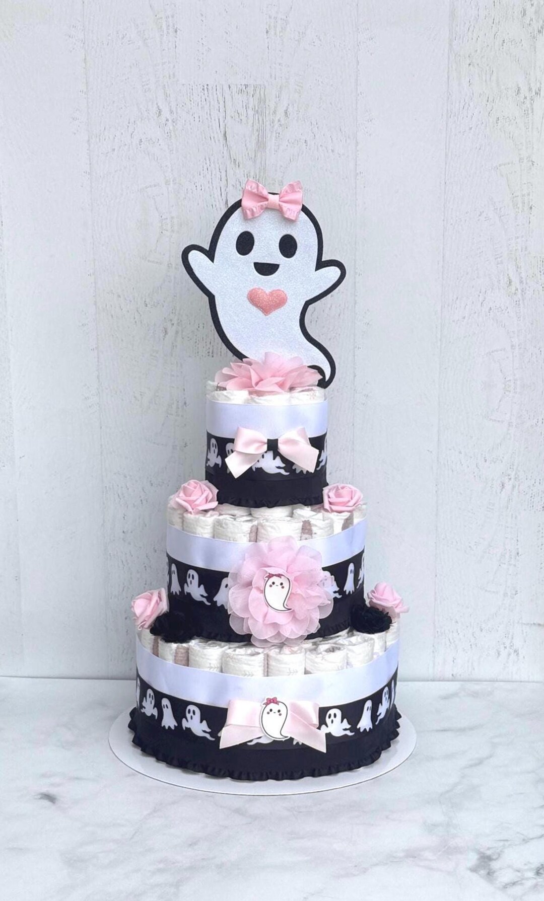 Ghost Diaper Cake Girl Pink Little Boo Halloween Baby Shower ...