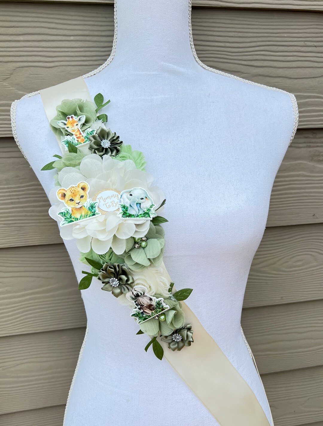 Safari Baby Shower Shoulder Sash , Safari Mommy Sash , Pregnancy Sash ...