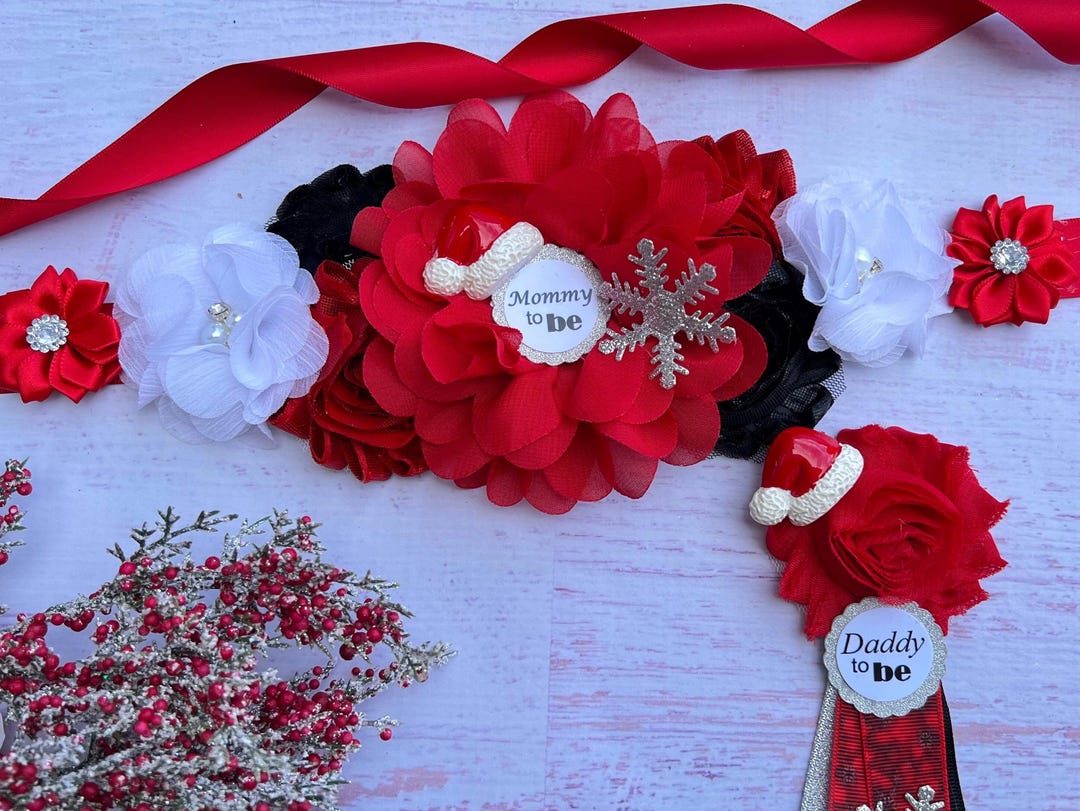 Santa Baby Shower Sash Santa Maternity Belt Santa Baby Maternity Sash ...
